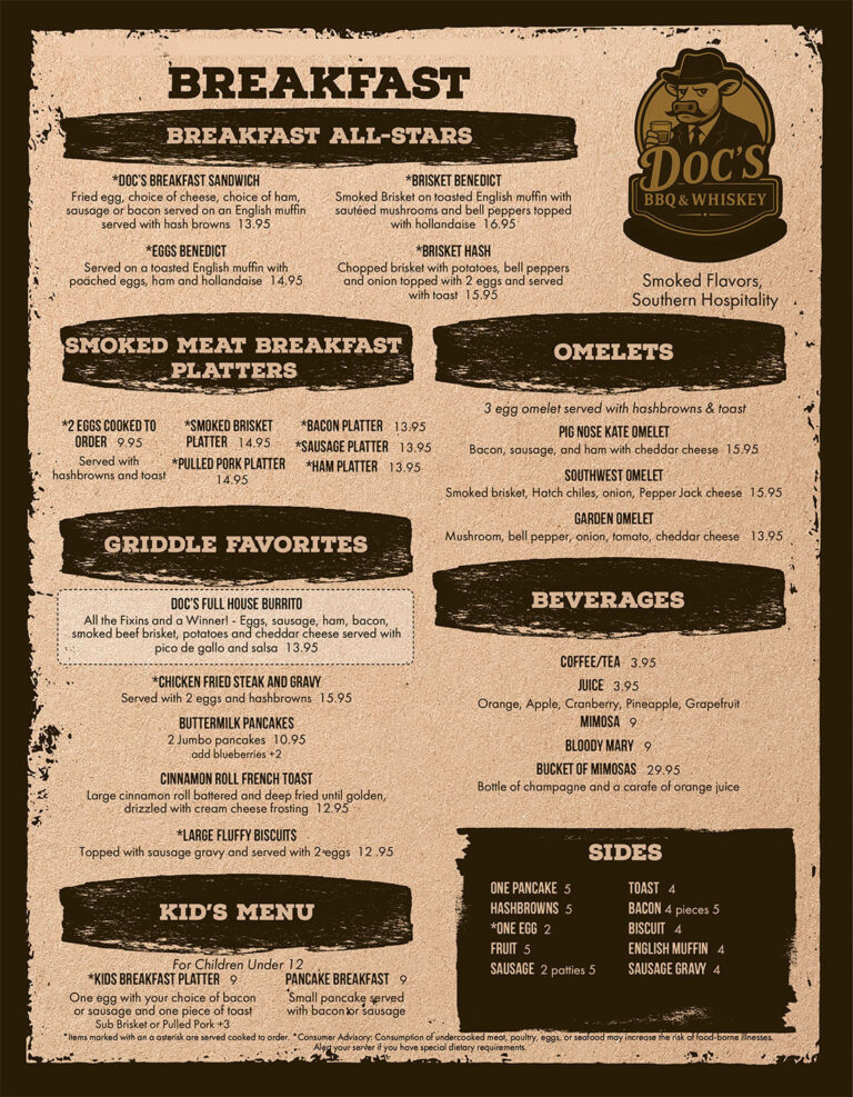 Breakfast Menu – Doc's BBQ & Whiskey