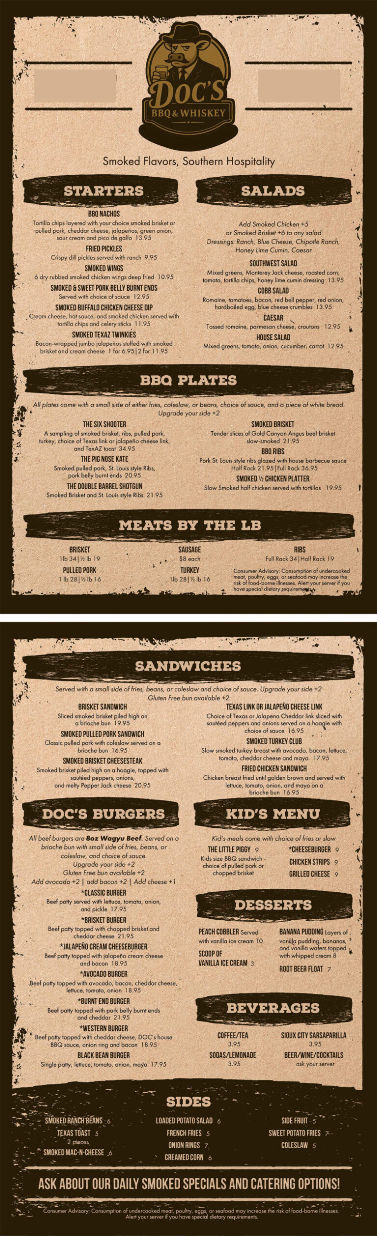 Lunch & Dinner Menu – Doc's BBQ & Whiskey